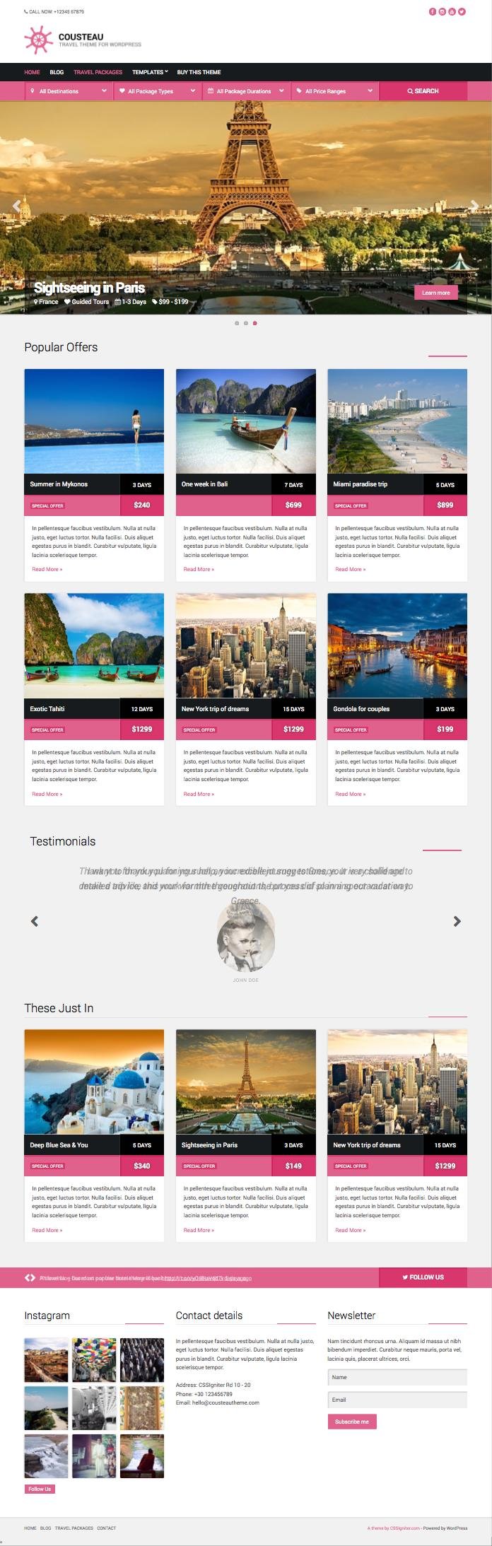 Cousteau – Travel Packages & World Tour Places Booking Theme