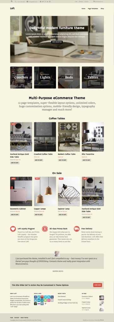 Loft WordPress ECommerce Theme For Furniture Interior Decor