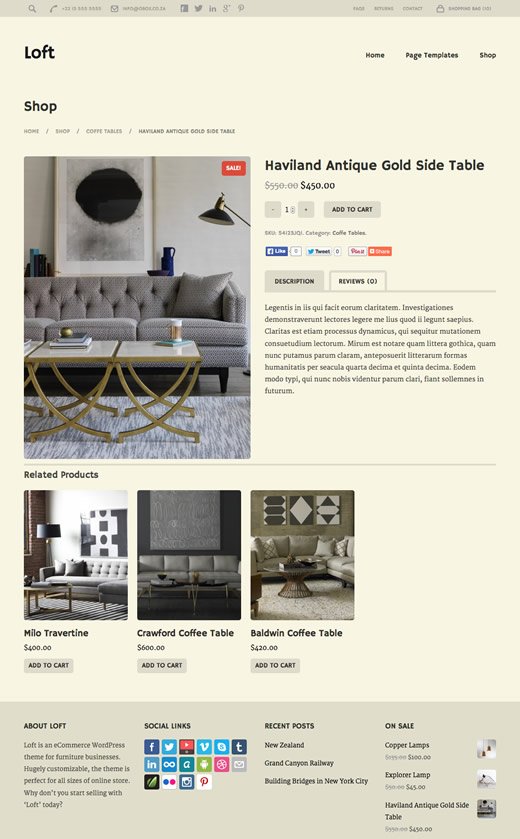 Loft WordPress ECommerce Theme For Furniture Interior Decor