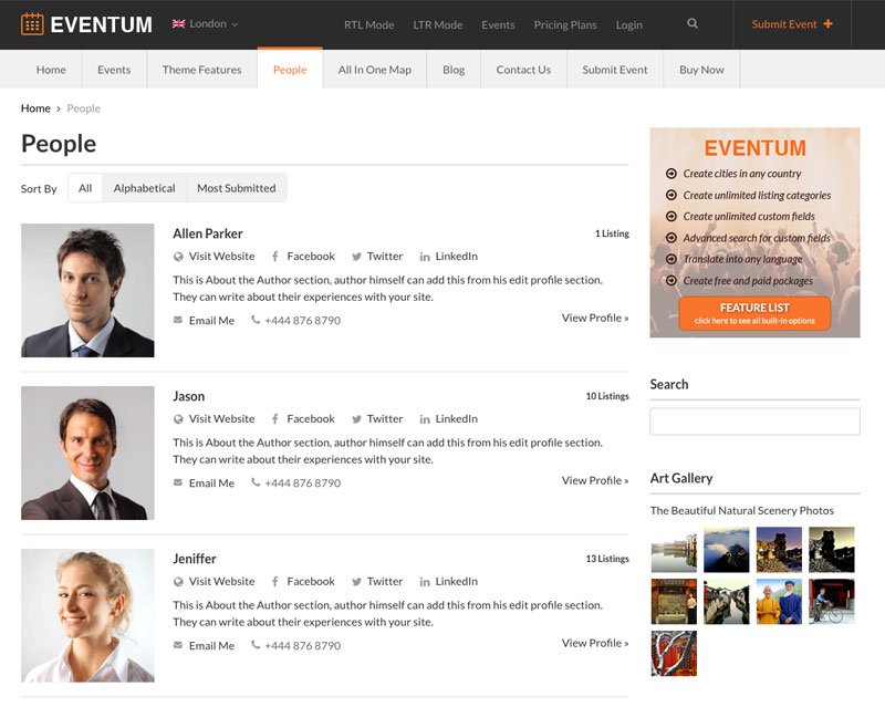 Best Events Directory WordPress Theme - Eventum