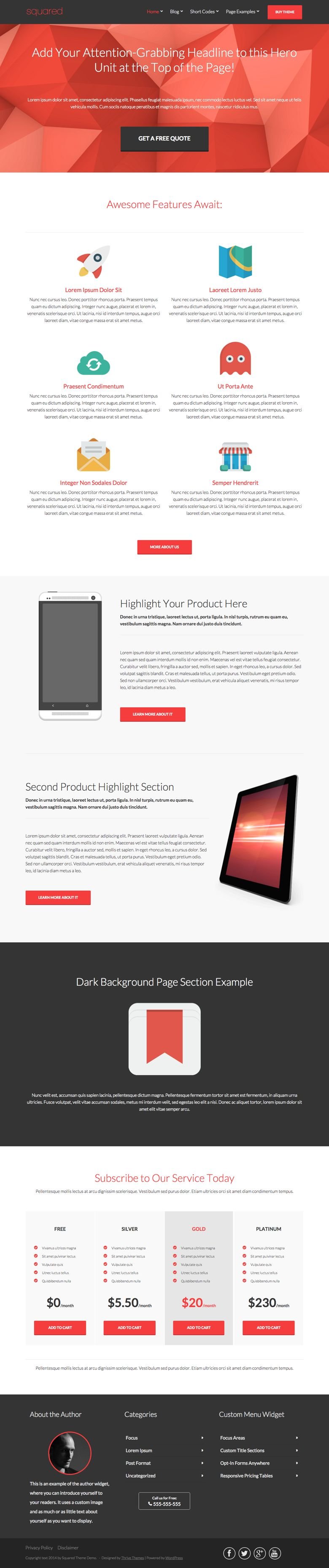 Squared WordPress Flat Marketing Design Theme