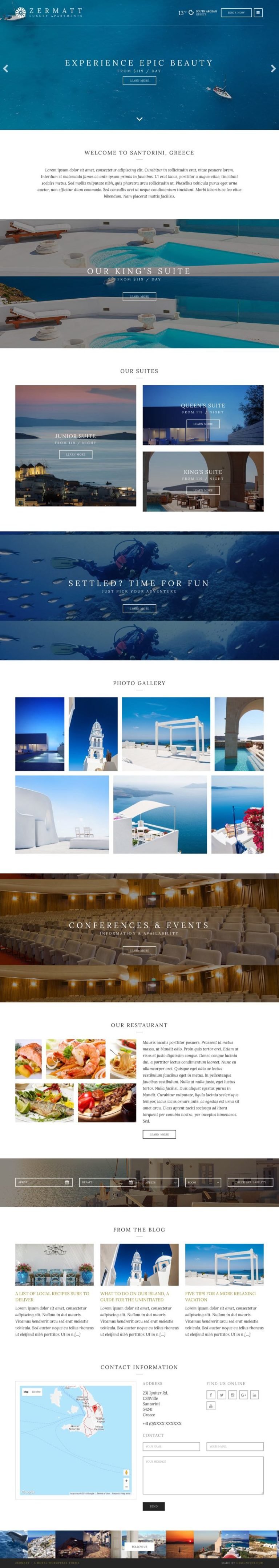 Zermatt WordPress Hotel Or Resort Theme