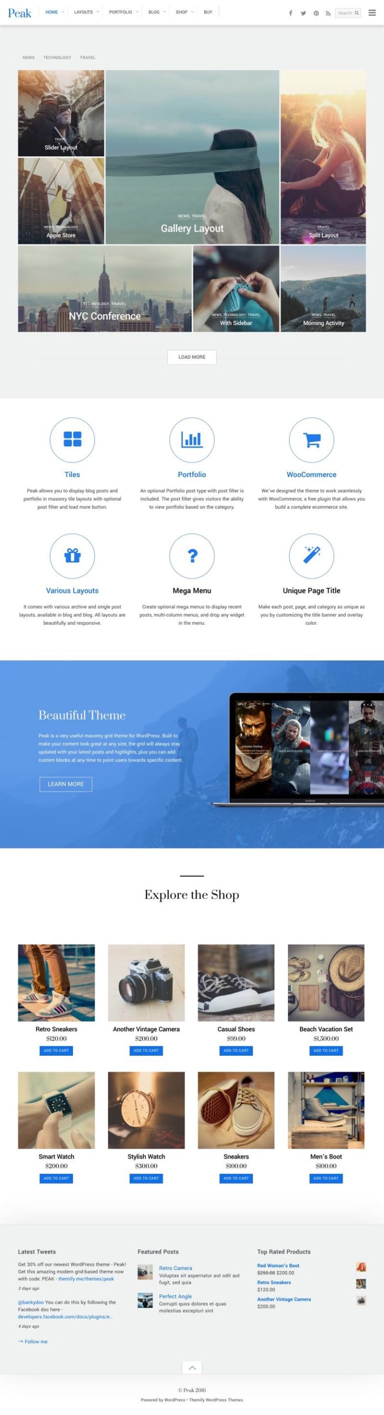 Peak WordPress Grid / Masonry Tiles Layout Theme