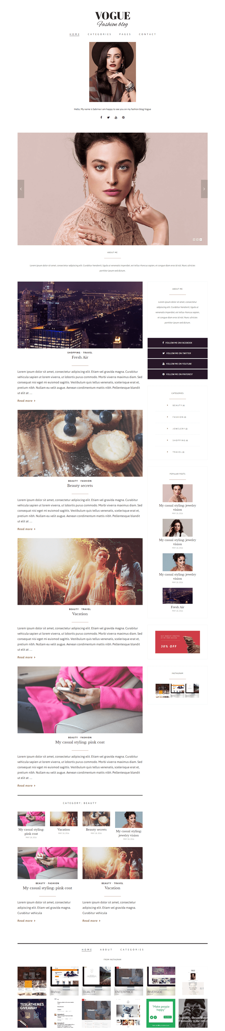 Vogue WordPress Fashion Blog Theme