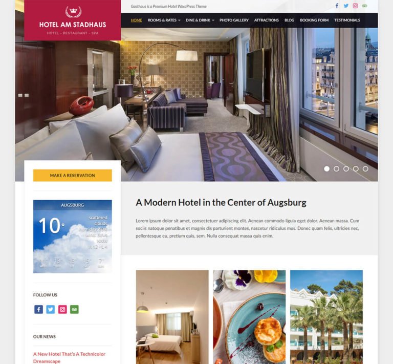 20 Hotel Business WordPress Themes By HermesThemes