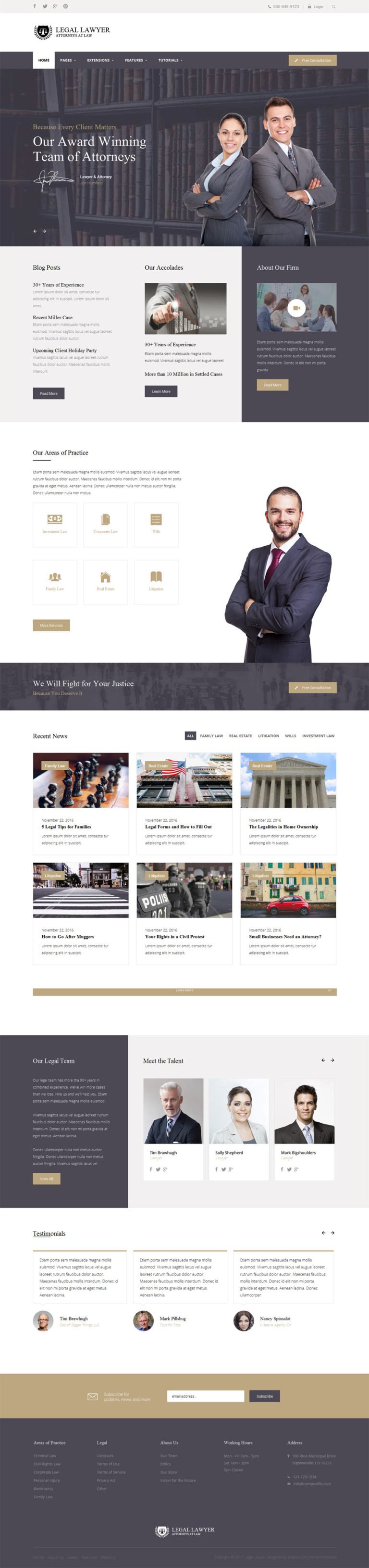 Legal Lawyer WordPress Theme For Advocates, Prosecutors & Attorneys