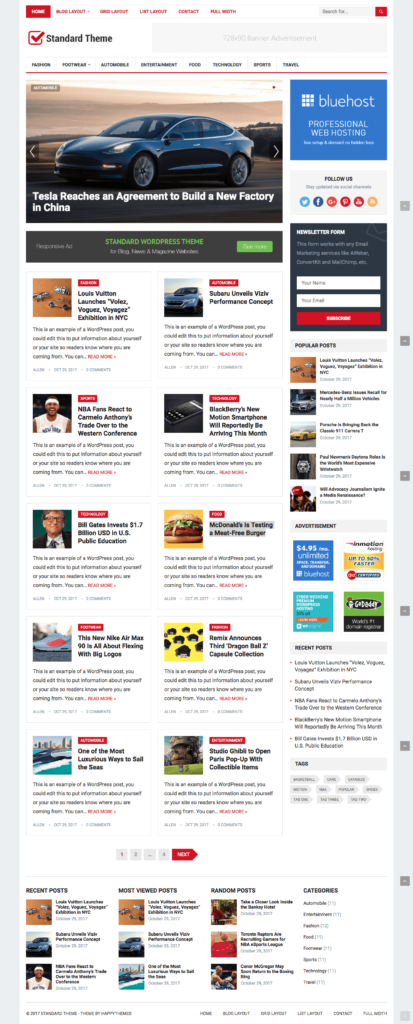 Standard WordPress Theme For Magazine Blog & News Websites